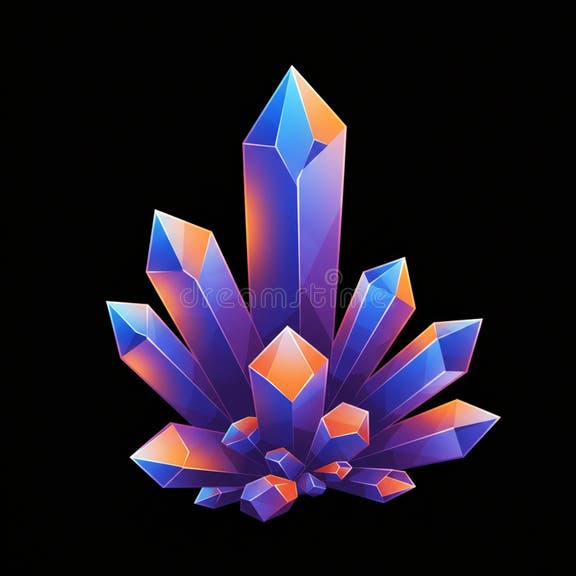 Stylized Crystal Cluster Illustration with Sharp, Angular Facets ...