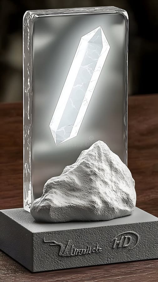 Stylized Crystal Display on a Wooden Surface Stock Image - Image of ...