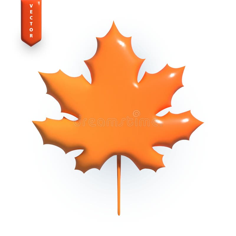 Stylized 3D Autumn Orange Maple Leaf. Vector Stock Vector ...