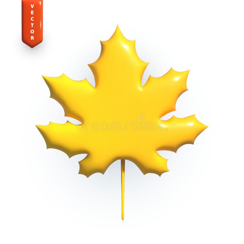 Stylized 3D Autumn Yellow Maple Leaf. Vector Stock Vector ...