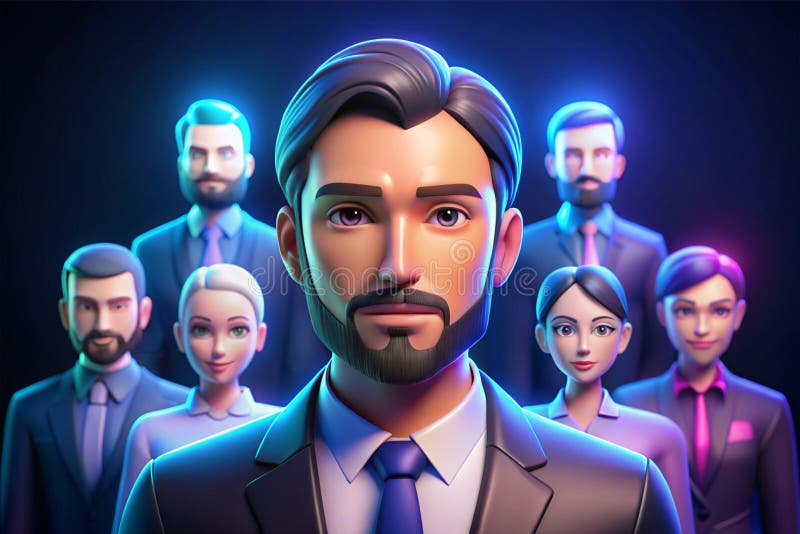 Stylized 3d Avatar Group Representing Teamwork, Leadership, and ...