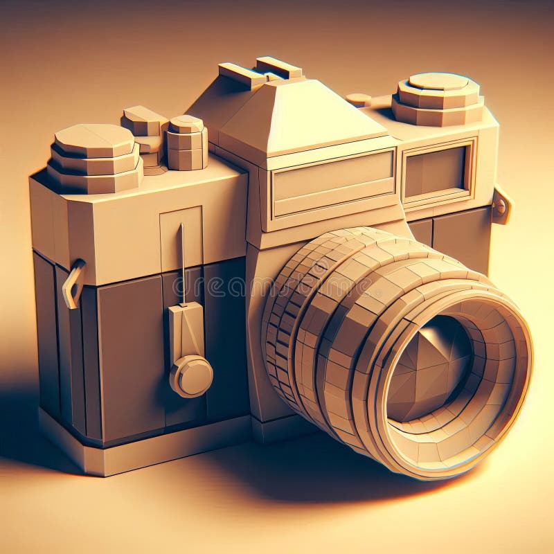 Stylized 3D Camera Model in Warm Light Stock Illustration ...