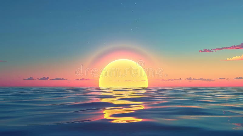 171 Stylized 3D Cartoon Sun Peeking Over the Horizon at Dawn for ...