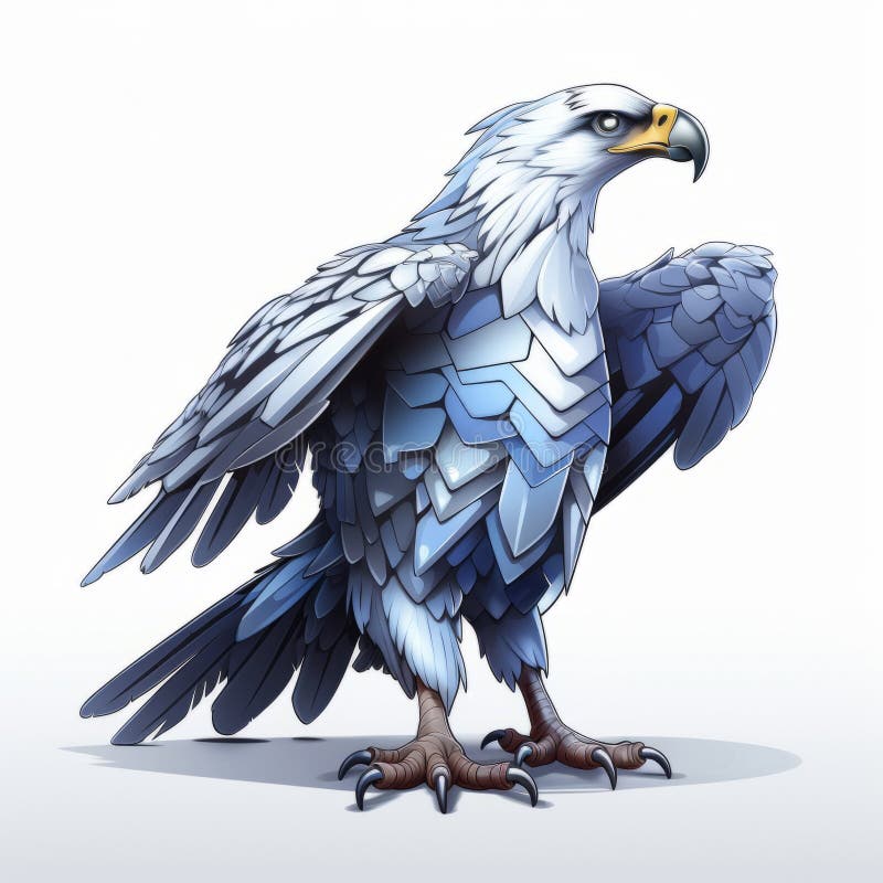 Stylized 3d Eagle Rendering in Cel Shading on White Background Stock ...