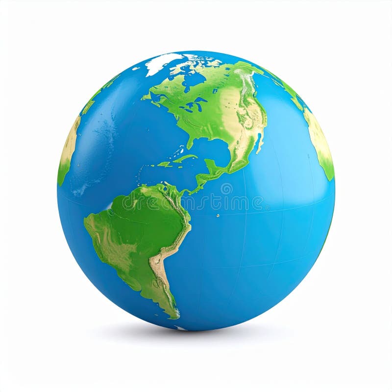 Stylized 3D Earth Globe Model on White Background Stock Illustration ...