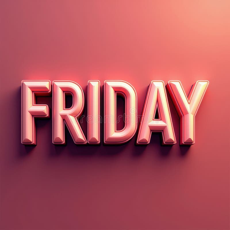 Stylized 3D Friday Text with a Pink Gradient Background. Stock ...