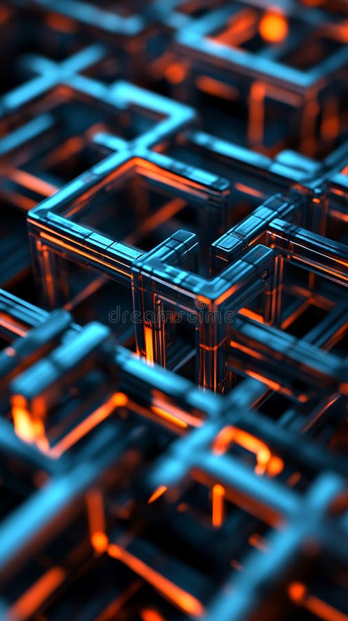Stylized 3D Geometric Figures on a Minimalist Grid Background Stock ...