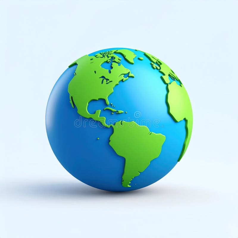 Stylized 3D Globe: Green and Blue Earth Model Stock Illustration ...