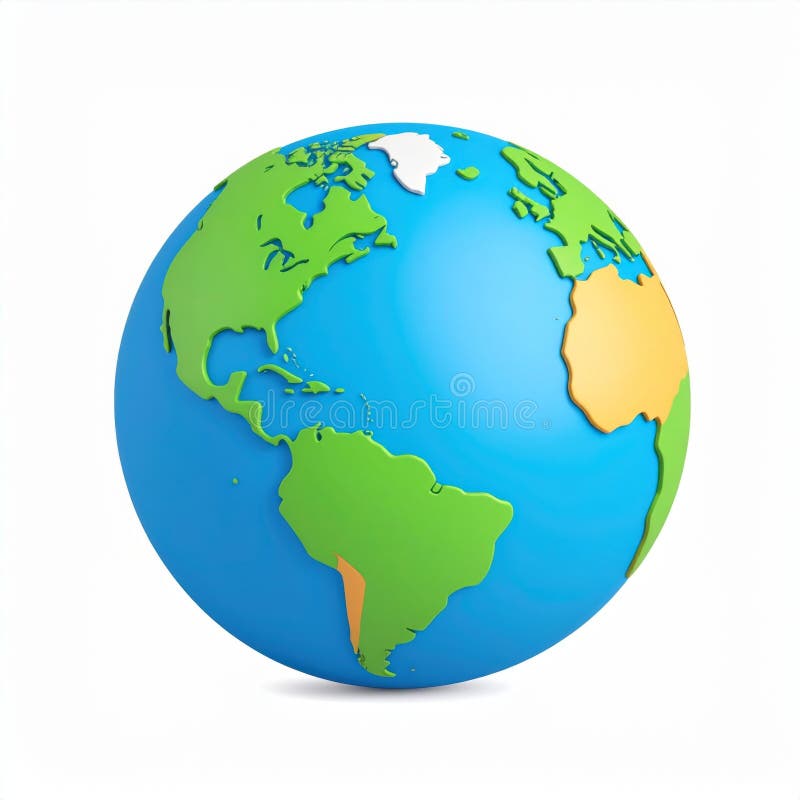 Stylized 3D Globe Illustration Green Blue Orange Stock Illustration - Illustration of rendering ...