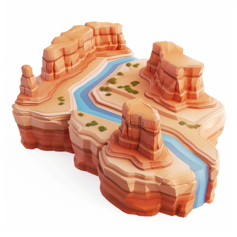 Low Poly Canyon River Landscape: a Stunning 3D Low-poly Rendering of an ...