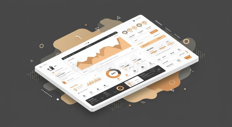 Stylized 3D Illustration of a Digital Analytics Dashboard on a Dark ...