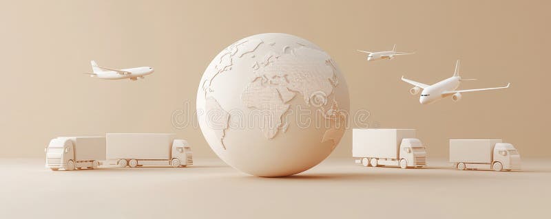 3D Globe with Global Transportation and Logistics Elements Stock ...