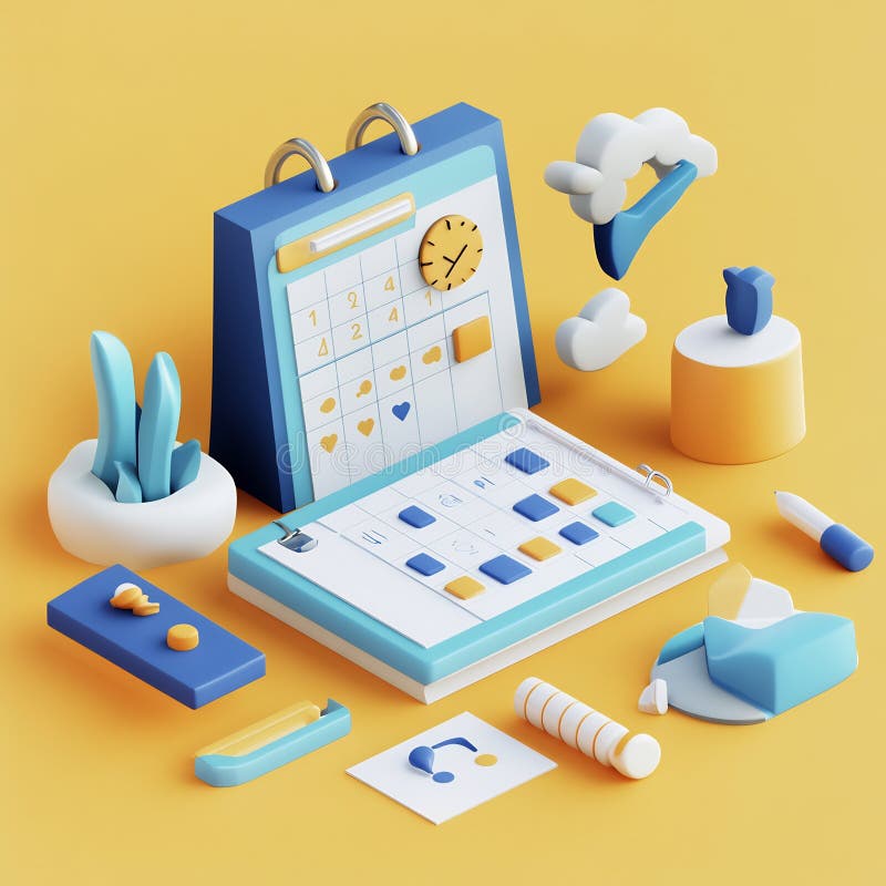 Stylized 3D Illustration Features a Modern, Abstract Office Stock ...