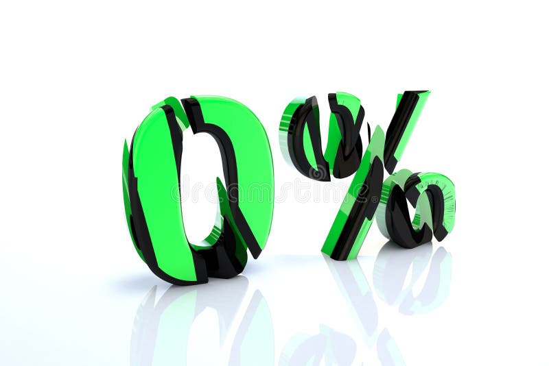 Stylized 3D Image of the Number Zero and a Percent Sign Stock ...
