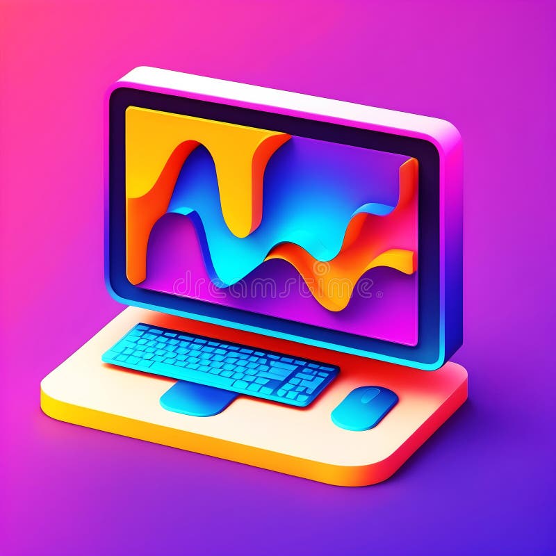 A stylized 3D laptop Icon stock illustration. Illustration of laptop ...