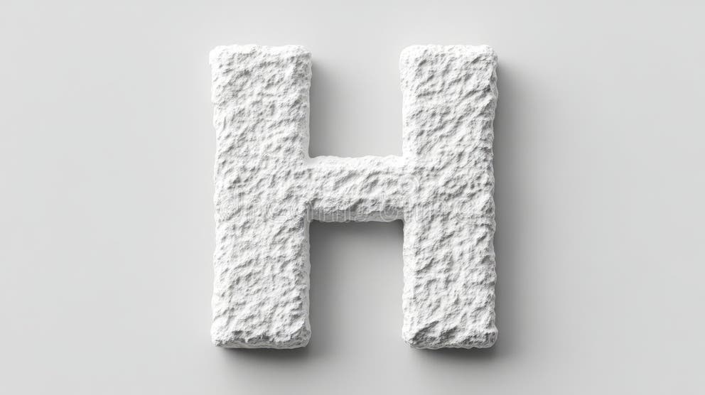 Stylized 3D Letter H Stone White Texture Decorative Typography, Symbol ...