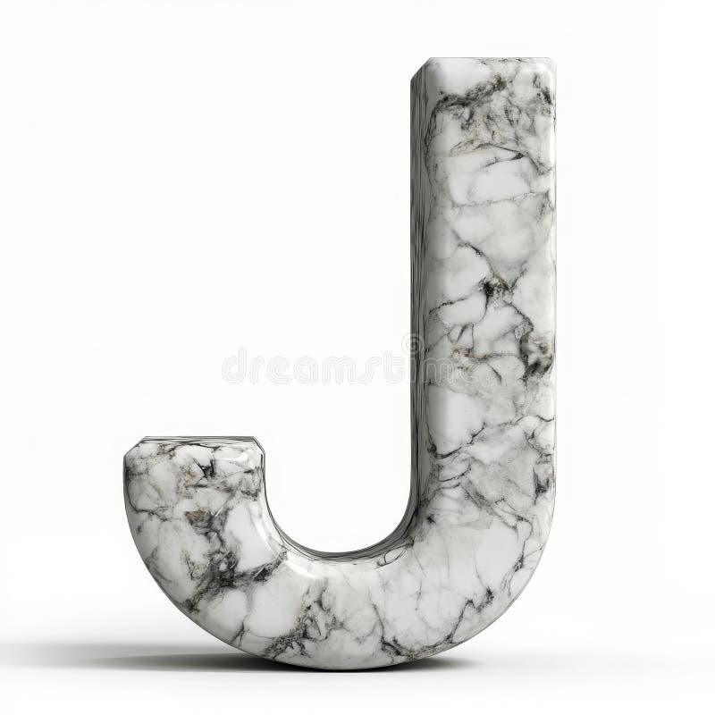 A Stylized 3D Letter "J" Designed with a Marble Texture Stock ...