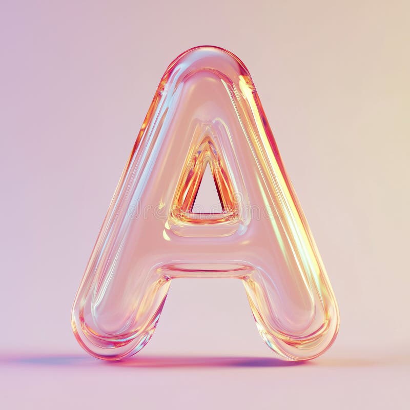 Translucent 3D Letter a with Gradient Glow on Pastel Background Stock ...