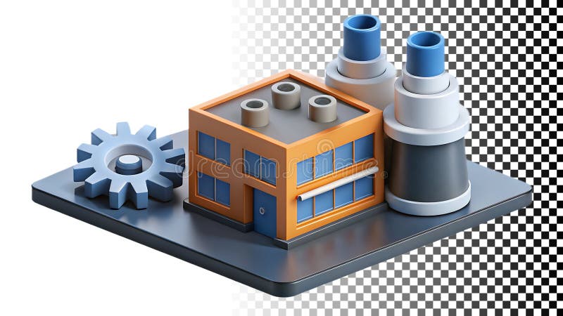 Miniature Factory Building with Components, Representing Manufacturing ...