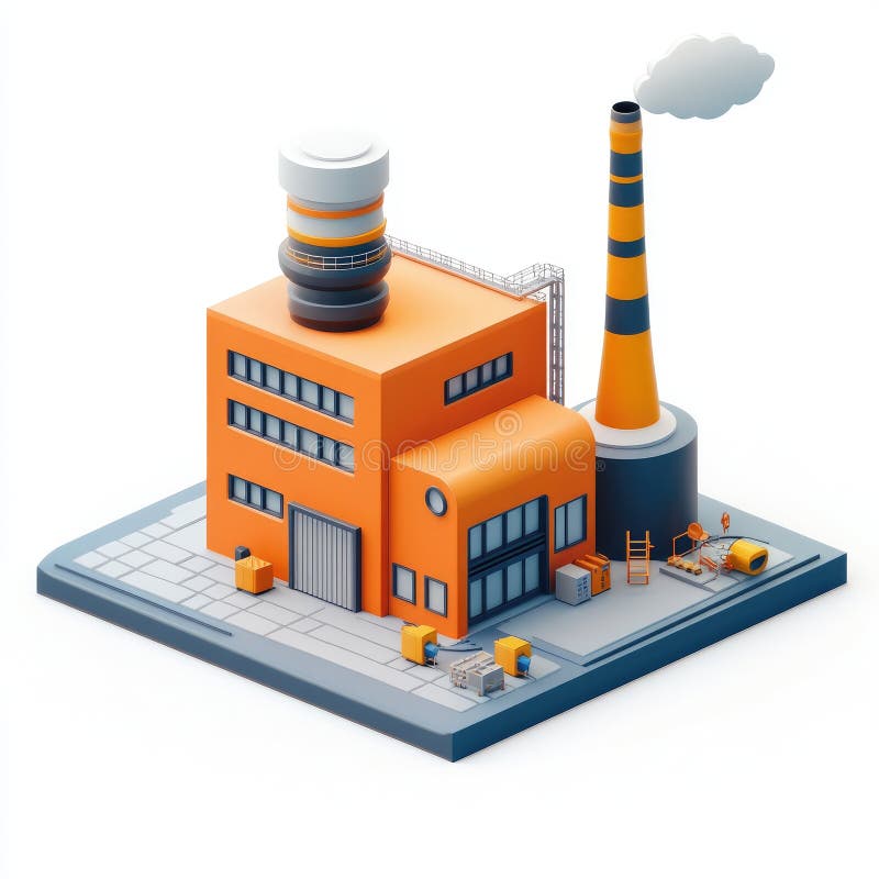 Low-poly Isometric Factory Illustration Stock Illustration ...