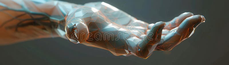 A Stylized 3D Model of a Human Hand with Exaggerated Proportions and a ...