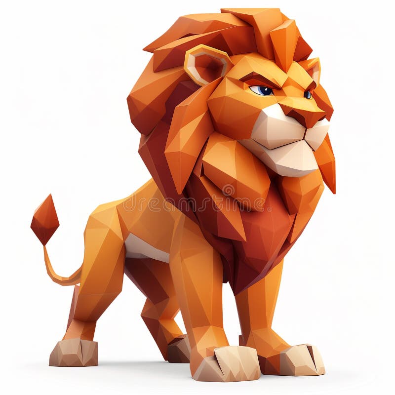Stylized 3d Model of a Lion with Vibrant Colors and Angular Design ...