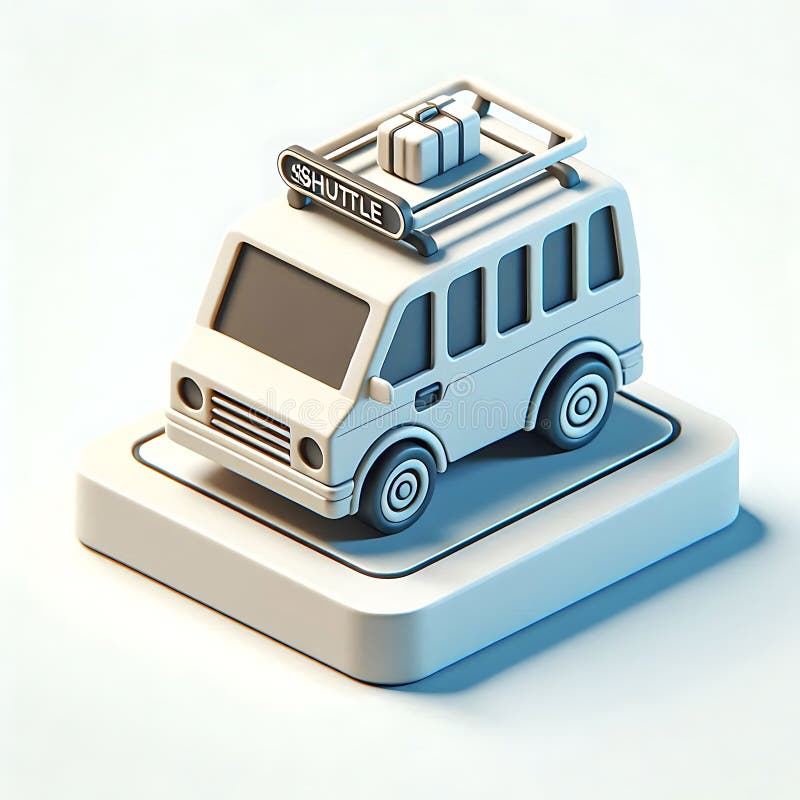 Cute 3D Model of a White Shuttle Van with Luggage Stock Illustration ...