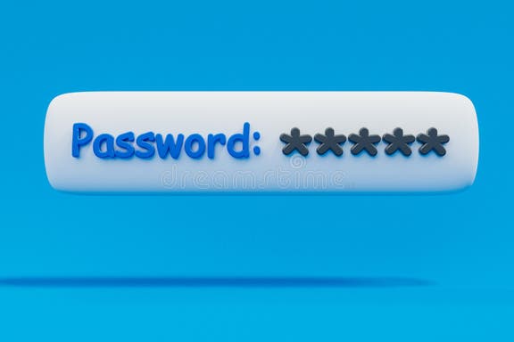 Stylized 3D Password Form for Web Browser Login Floating Over Blue ...