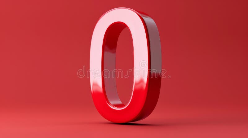 This is a Stylized 3D Red Number Zero Displayed Vividly on a Vibrant ...