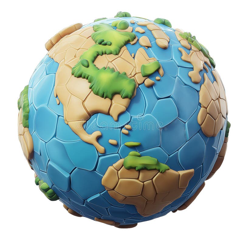 Stylized 3D Render of a Cracked Earth Globe, Illustrating Environmental ...