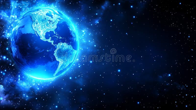 A Stylized 3D Render of Planet Earth with Glowing Particle Dots ...