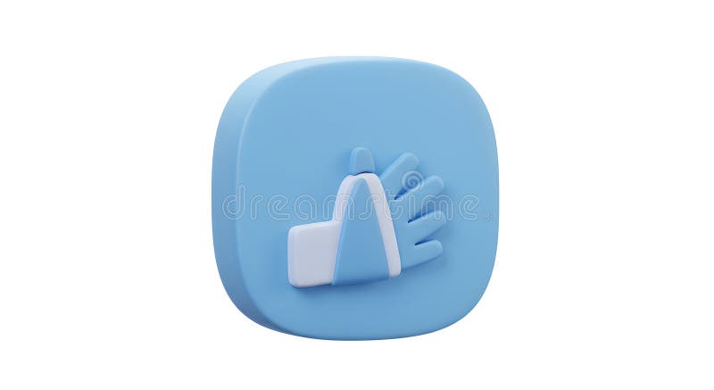 Stylized 3D Rendered Hand Icon Embedded in a Blue Rounded Square Shape ...