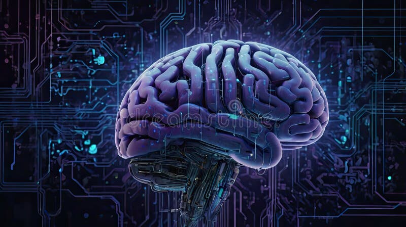 A Stylized, 3D-rendered Image of a Brain. Stock Illustration ...