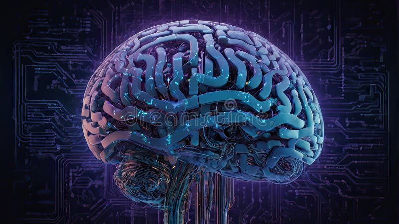 A Stylized, 3D-rendered Image of a Brain. Stock Illustration ...