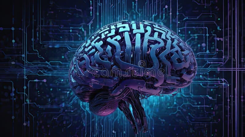 A Stylized, 3D-rendered Image of a Brain. Stock Illustration ...