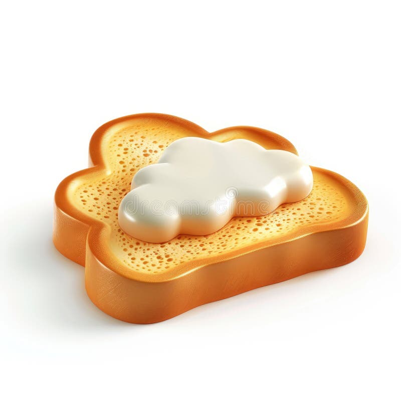 Delicious Toasted Bread with Creamy Cloud-Shaped Butter Stock ...