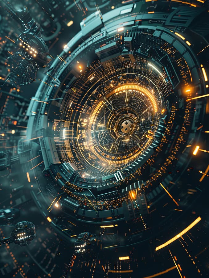 A Stylized 3D Rendering Depicting an Abstract Cybersecurity System with ...