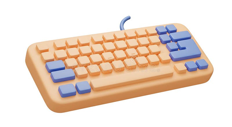 A Stylized 3D Rendering of a Keyboard with an Orange Base and Beige ...