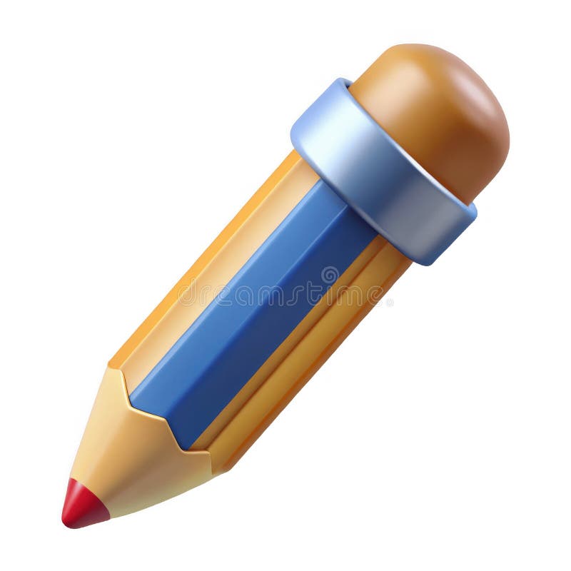 Stylized 3D Rendering of a Sharp Pencil Isolated on a Clean White ...