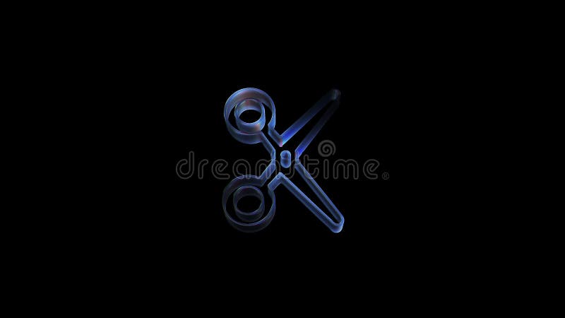 Futuristic Holographic Scissors Icon on Black Background Stock Footage ...