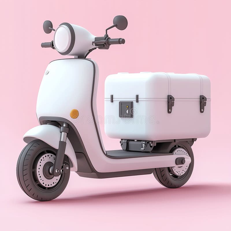Stylized 3D Scooter with Trunk Stock Illustration - Illustration of ...