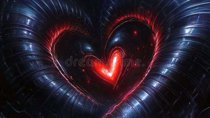A Stylized, Dark Heart Shape with Glowing Red Elements, Suggesting a ...