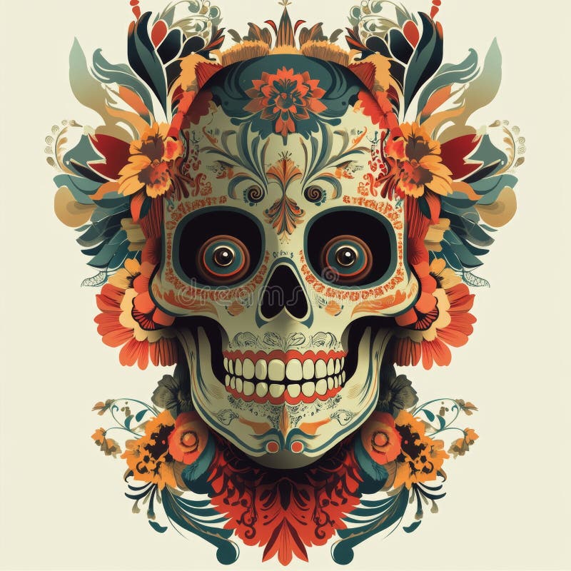 Stylized Day of the Dead Poster with a Blend of Classic and ...