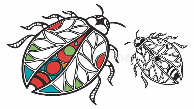 Stylized Decorative Beetle and Bug Insects Art, Vector Design ...