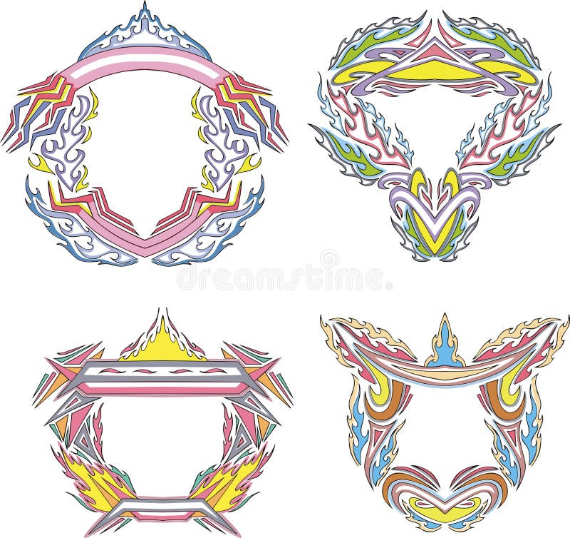 Stylized Decorative Flaming Frames Stock Vector - Illustration of ...