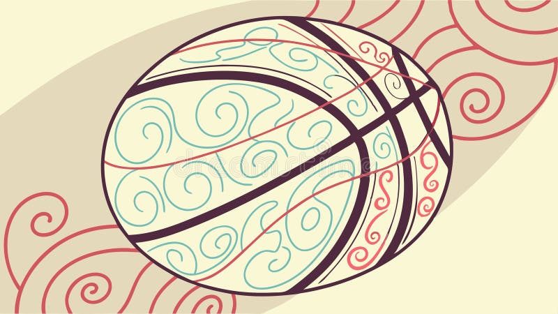 Stylized Decorative Pattern Basketball Ball Illustration, Vector Design ...