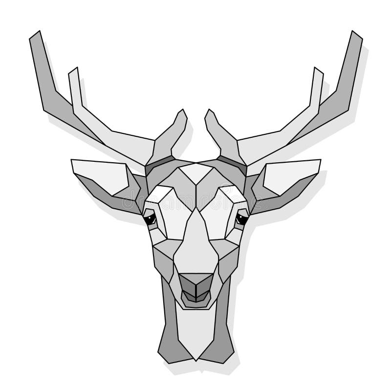 Stylized Deer Head Vector Illustration Isolated on White Background ...