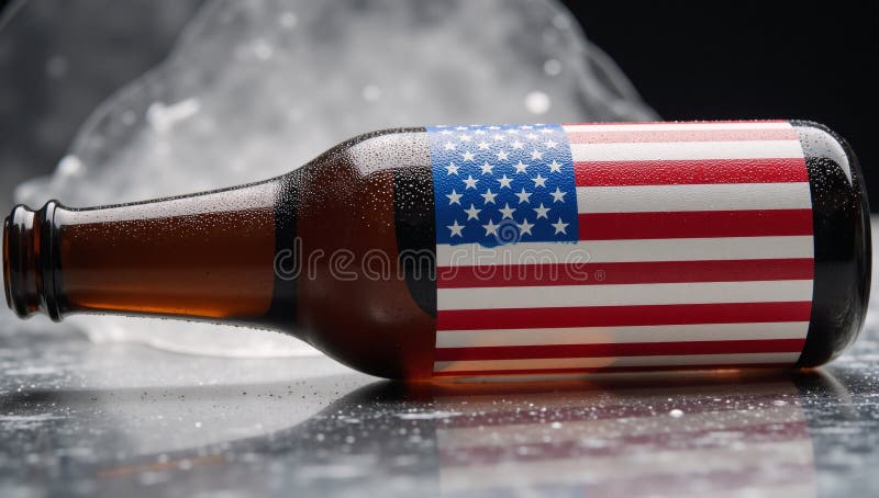 A Stylized Depiction of an American Flag Adorned on a Beer Bottle Stock ...