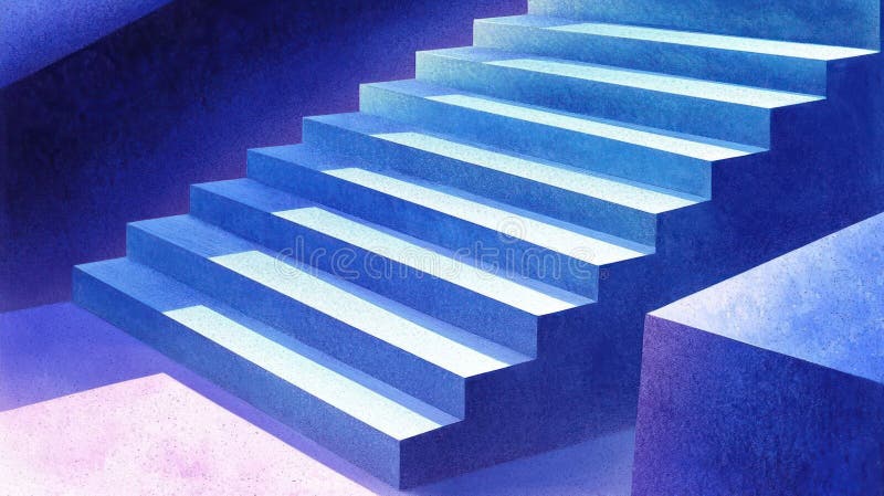 A Stylized Depiction of Blue-toned Stairs Leading Upward, Suggesting ...