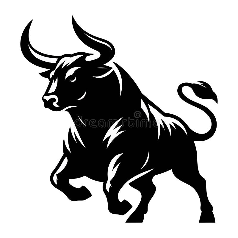Stylized Depiction of a Bull in a Dynamic Pose. Stock Vector ...